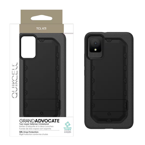 Quikcell TCL K11 GRAND ADVOCATE Dual-layer Kickstand Case Armor Black ...