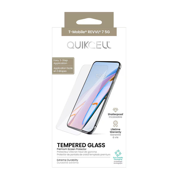 Quikcell T-Mobile REVVL 7 5G TEMPERED GLASS Screen Protector Clear ...