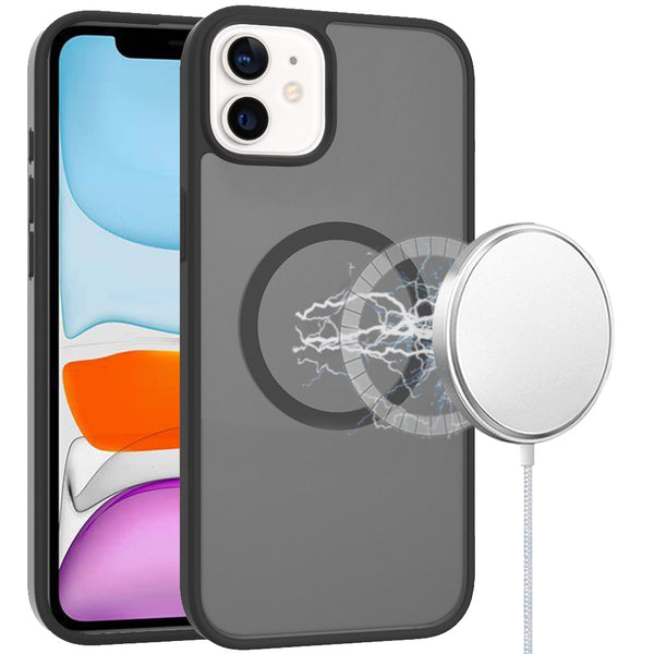 iPhone 11 (XI6.1) [Magnetic Circle] Smooth Safe Matte Feel Hybrid Case ...