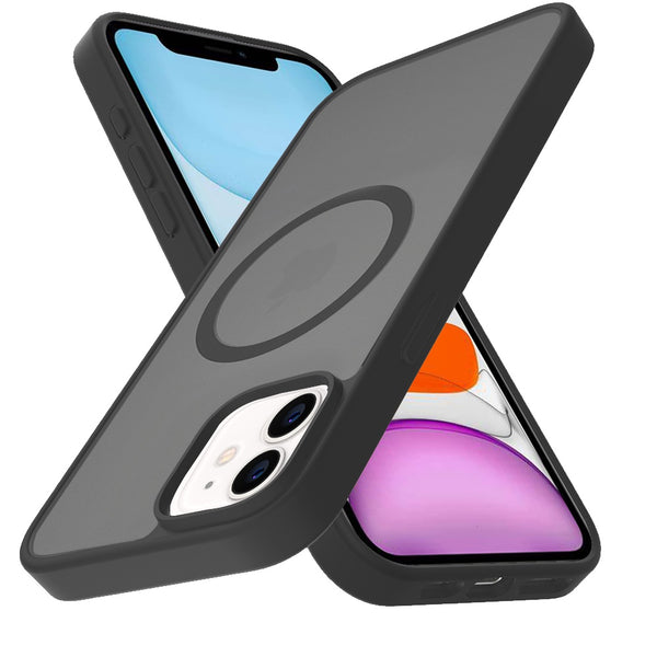 iPhone 11 (XI6.1) [Magnetic Circle] Smooth Safe Matte Feel Hybrid Case ...