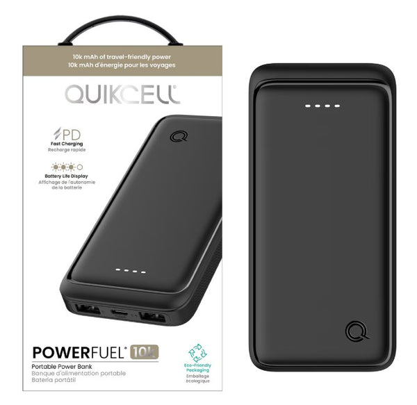 Quikcell PowerFuel 10k Portable PowerBank Black – Downtown Cellular